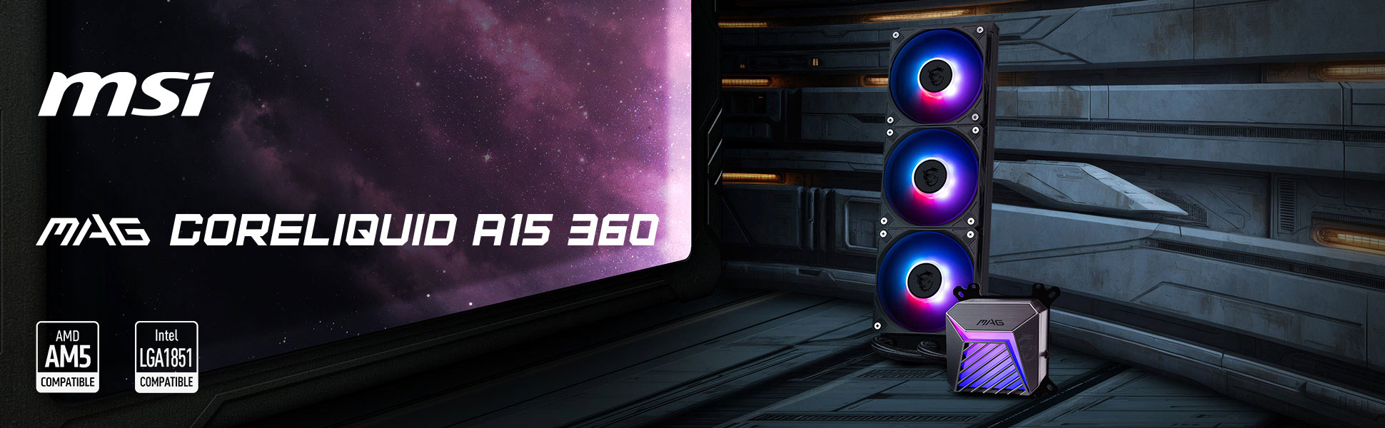 MSI MAG Coreliquid A15 360 Black- AIO ARGB Liquid Cooling - 360mm Radiator - Triple 120mm ARGB ...